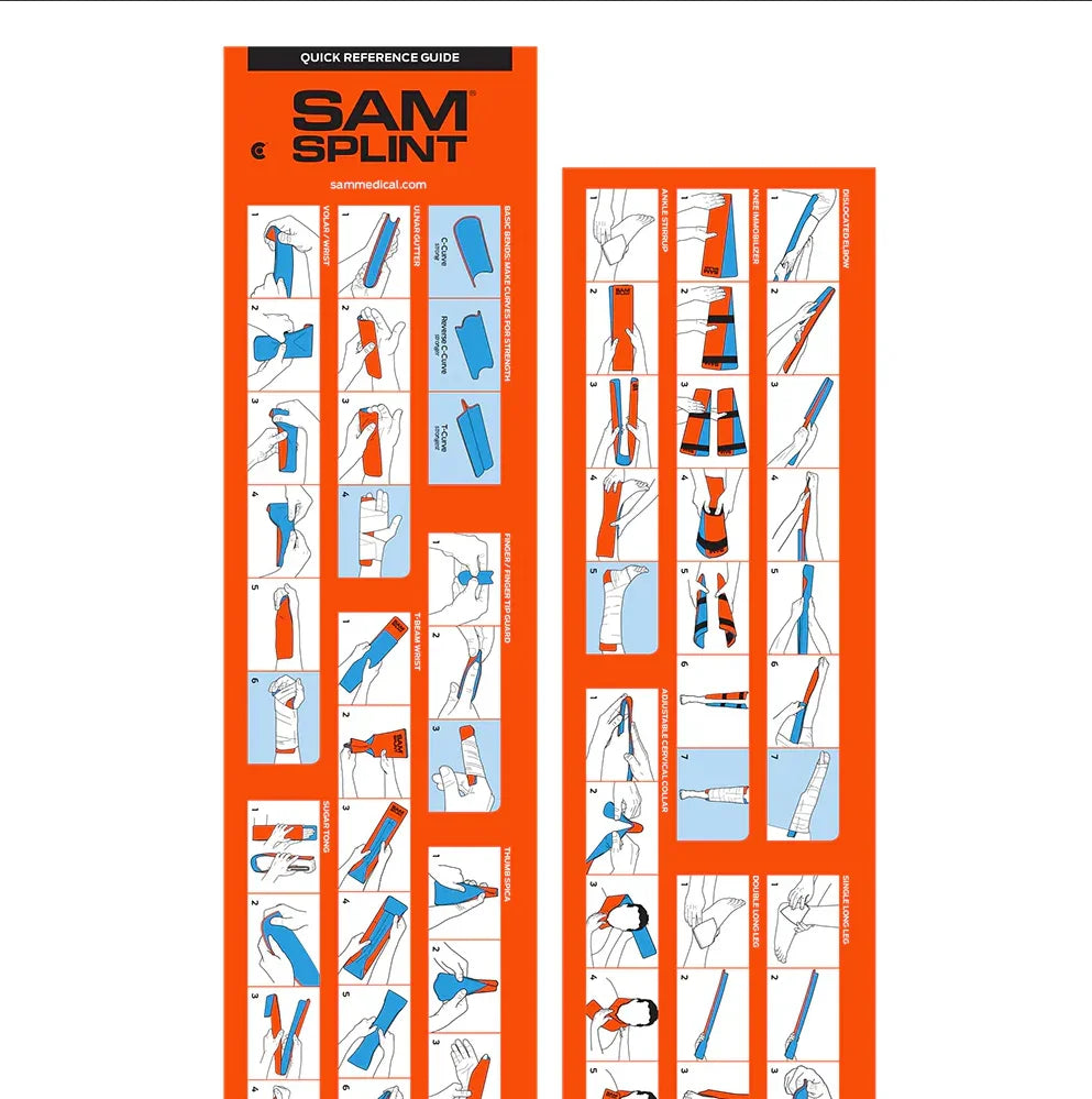 SAM Splint Quick Reference Guide – Foldable 4″ × 6″ Pocket Guide (Expands to 24″) | First Aid Plus