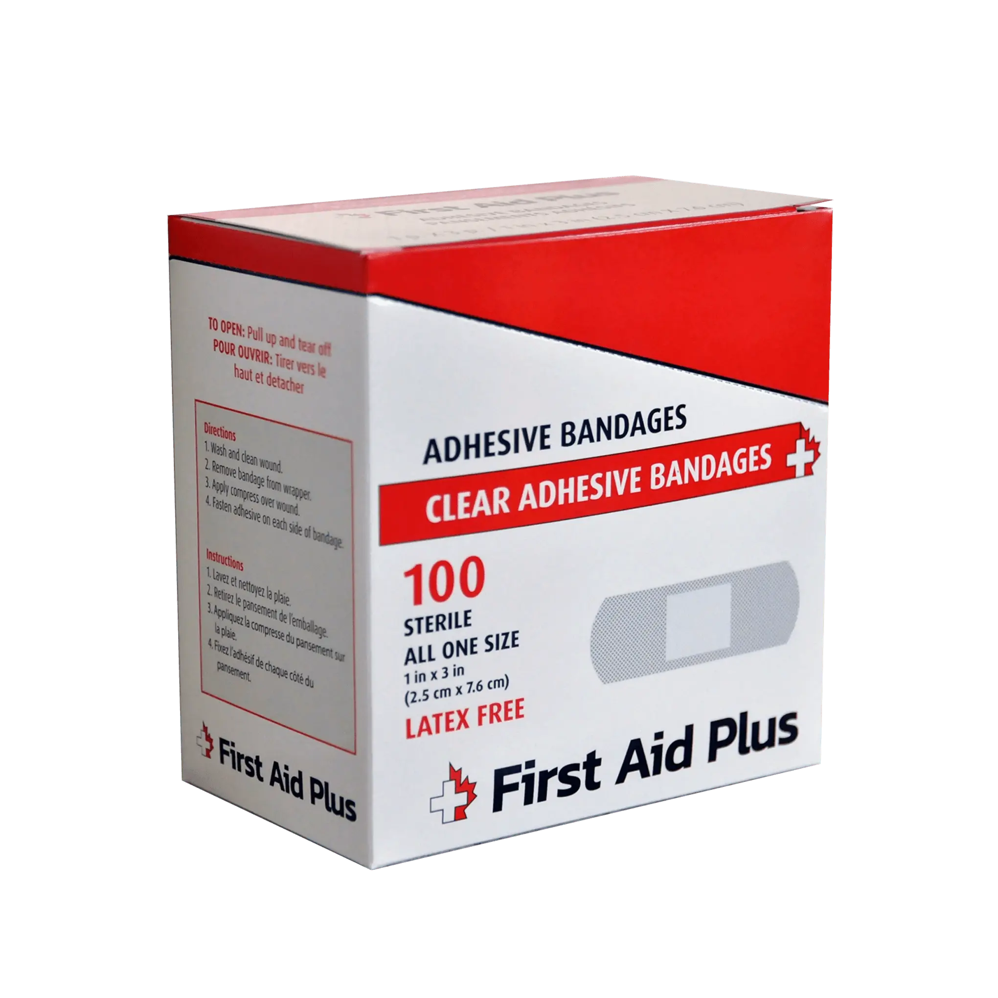 Plastic Adhesive Bandage, Standard Strip, 3" x 1", 100/box | First Aid Plus